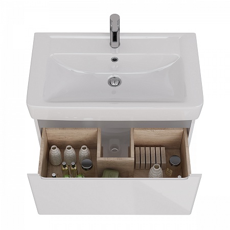 Купить Тумба Lemark BUNO MINI 80см под раковину, подвесная,1 ящик, цвет корпуса, фасада: Белый ...