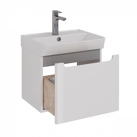 Купить Тумба Lemark BUNO MINI 50см под раковину, подвесная,1 ящик, цвет корпуса, фасада: Белый ...