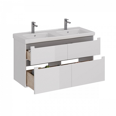 Купить Тумба Lemark BUNO 125см под 2 раковины, подвесн/напольн, 4 ящ., цвет корпуса, фасада ...