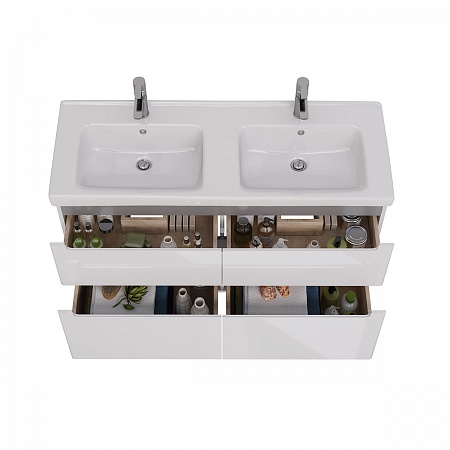 Купить Тумба Lemark BUNO 125см под 2 раковины, подвесн/напольн, 4 ящ., цвет корпуса, фасада ...